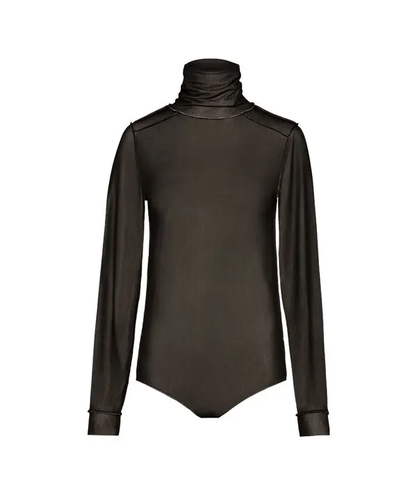 MAISON MARGIELA Mock Neck Long Sleeve Top With Sheer Design