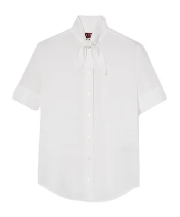 Gucci Silk Crepe De Chine Shirt With Double G Embroidery - White