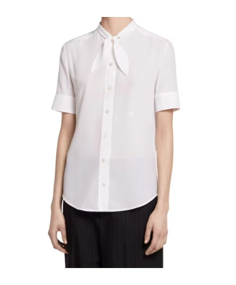Gucci Silk Crepe De Chine Shirt With Double G Embroidery