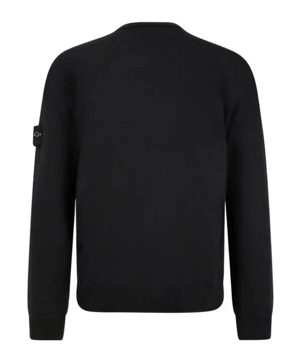 Stone Island Knitted Cardigan With Detachable Logo Patch