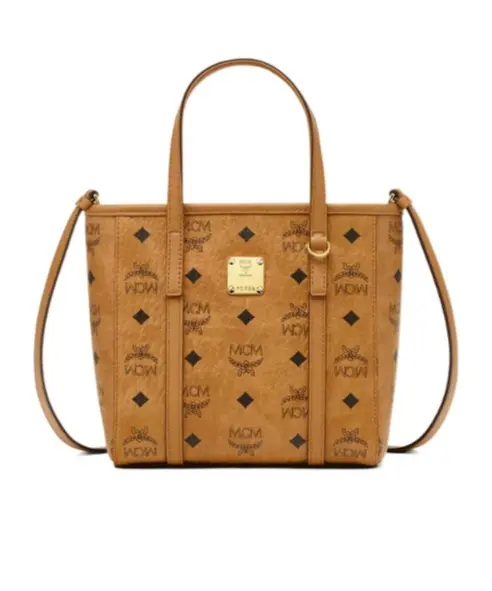 Mcm Aren Top-zip Mini Shopper Bag - Cognac