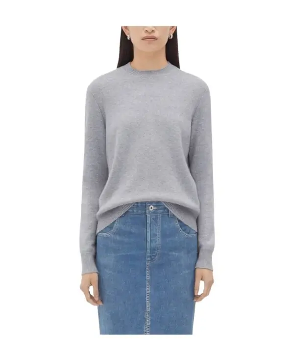 Bottega Veneta Intrecciato Leather Patches Jumper - Gray