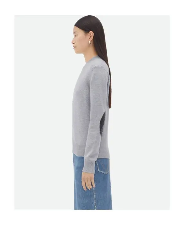 Bottega Veneta Intrecciato Leather Patches Jumper - Gray