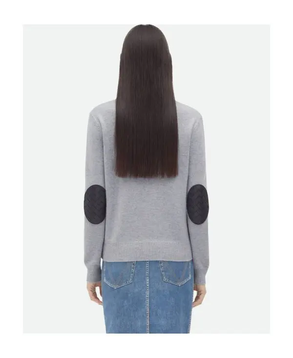 Bottega Veneta Intrecciato Leather Patches Jumper - Gray