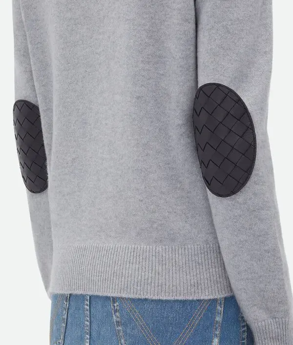 Bottega Veneta Intrecciato Leather Patches Jumper - Gray