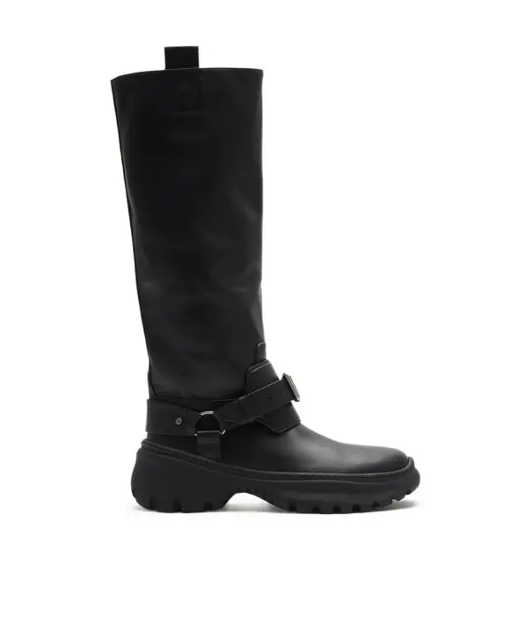 Burberry Buckle-detailed Knee-high Boots - Black