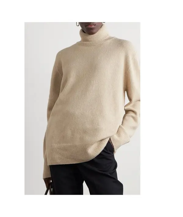 THE ROW High-neck Ribbed Trim Sweater
