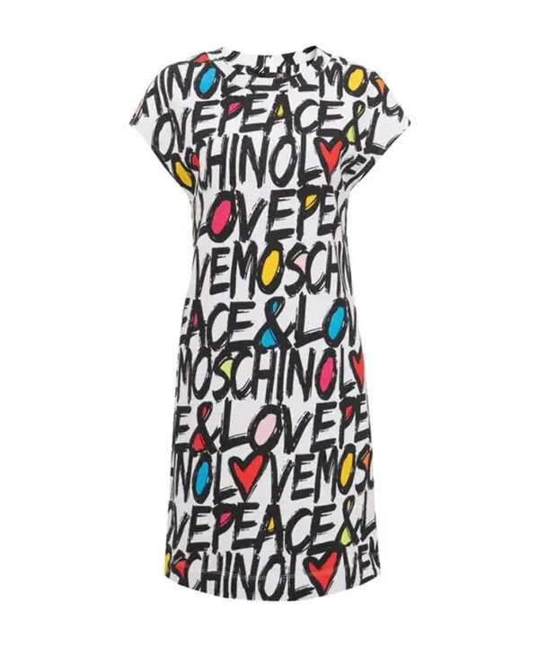 Moschino Printed Round Neck Short Sleeve Dress