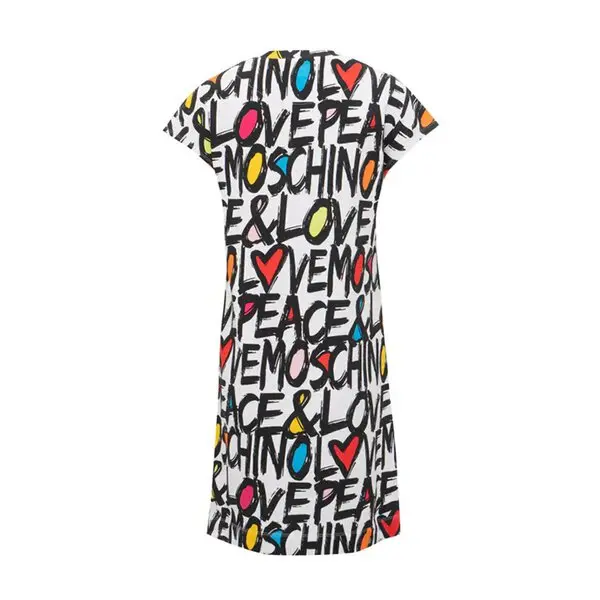 Moschino Printed Round Neck Short Sleeve Dress