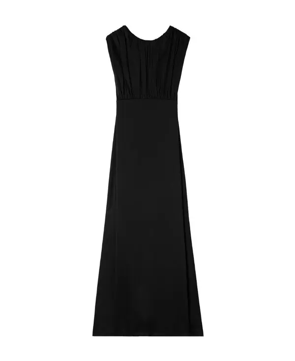 JIL SANDER Gathered V-back Sleeveless Maxi Gown