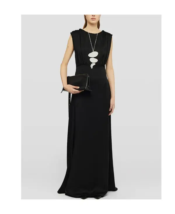 JIL SANDER Gathered V-back Sleeveless Maxi Gown
