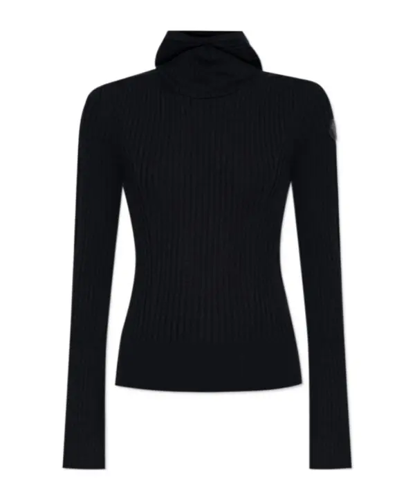 Moncler Ribbed Logo Patch Knit Hoodie