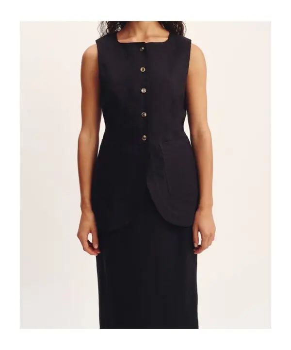 Posse Emma Buttoned Vest - Black