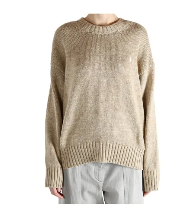 Polo Ralph Lauren Logo Intarsia Knit Sweater - Khaki