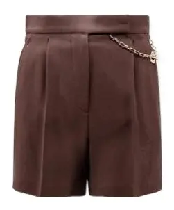 Elisabetta Franchi Chained Detailed Pleated Shorts - Brown