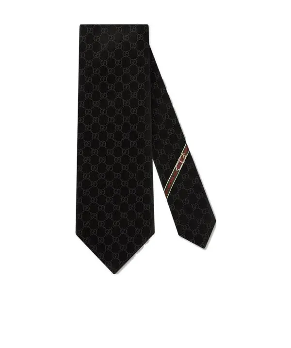 Gucci Gg Pattern Neck Tie - Black