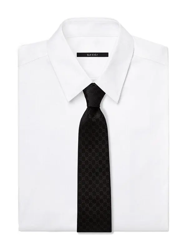 Gucci Gg Pattern Neck Tie - Black