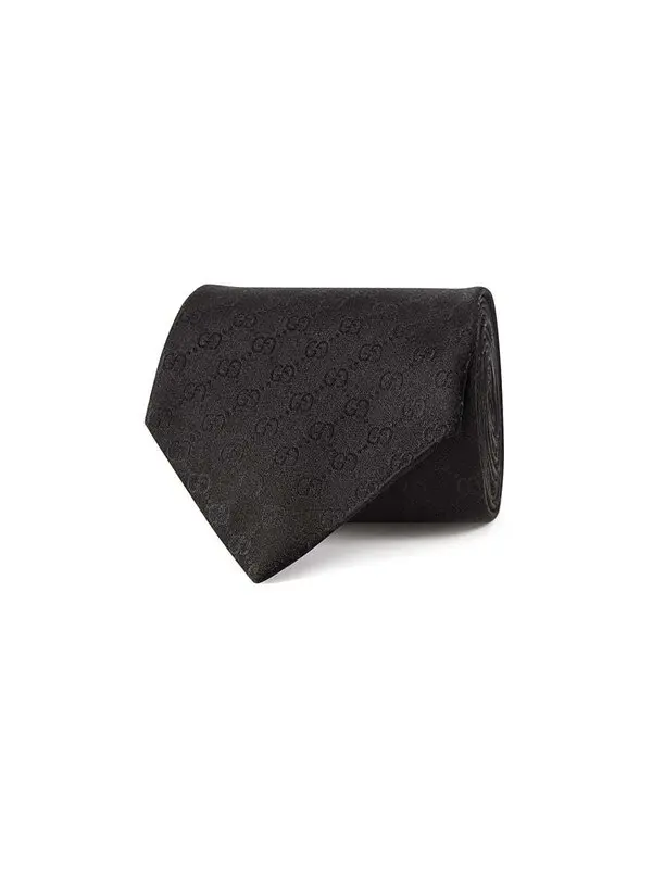Gucci Gg Pattern Neck Tie - Black