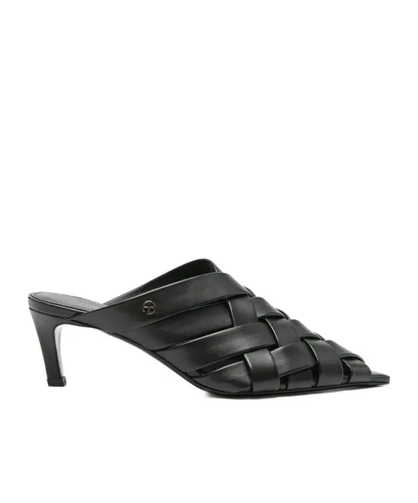 ANINE BING Eve Braided Pointed Toe Mules - Black