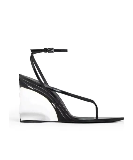 Alaïa Toe Strap Wedge Sandals - Black