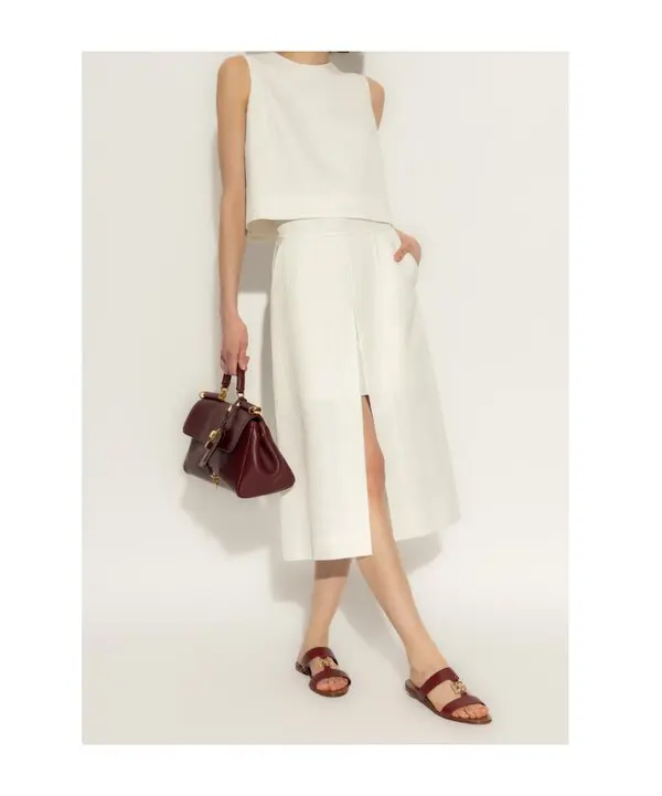 Dolce & Gabbana Midi Skirt With Front Slit - White