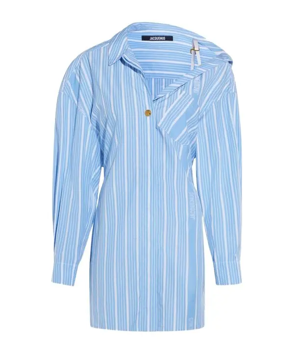 Jacquemus Striped Draped Neck Mini Dress