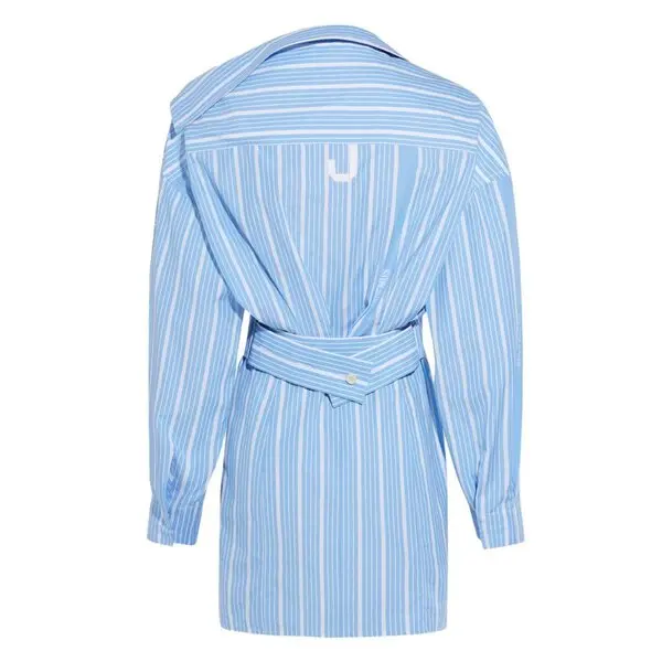 Jacquemus Striped Draped Neck Mini Dress