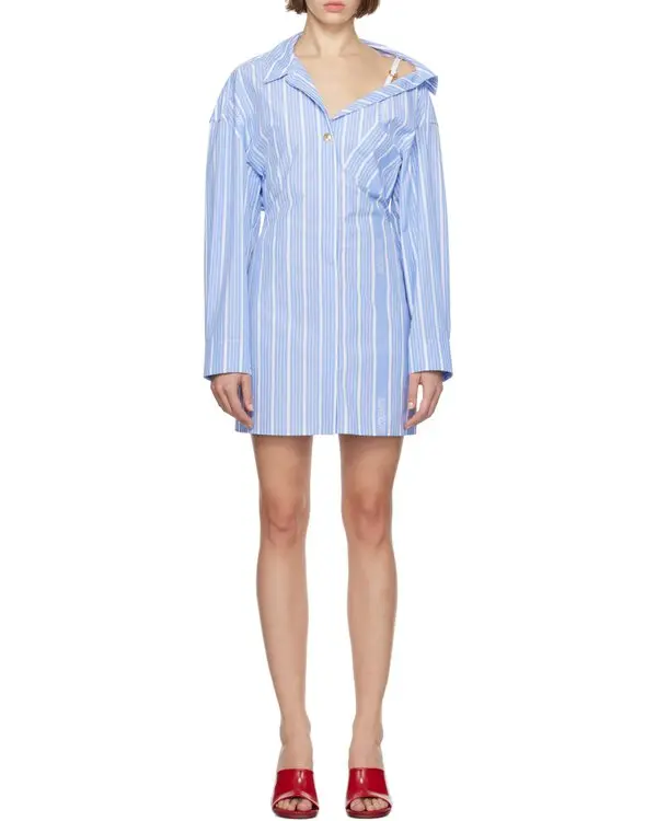 jacquemus blue striped dress Draped Neck Mini - Blue/White Trouser Size:US36 / EU52 / XL