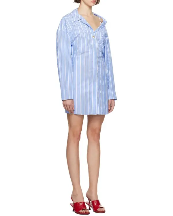 Jacquemus Striped Draped Neck Mini Dress