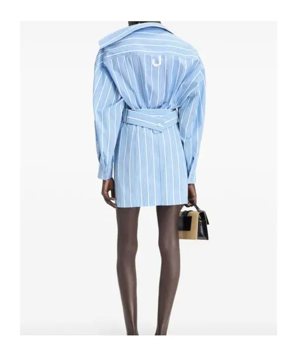 Jacquemus Striped Draped Neck Mini Dress
