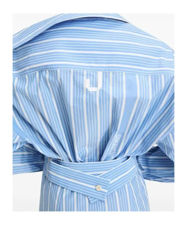 Jacquemus Striped Draped Neck Mini Dress