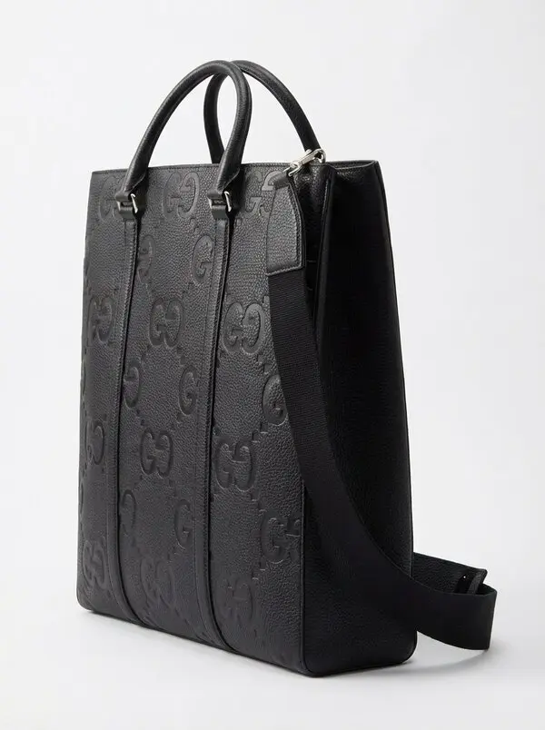 Gucci Medium Jumbo Gg Leather Tote Bag - Black