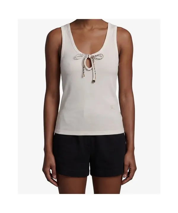 Burberry Ribbed Tank Top With Bow Detail - White
