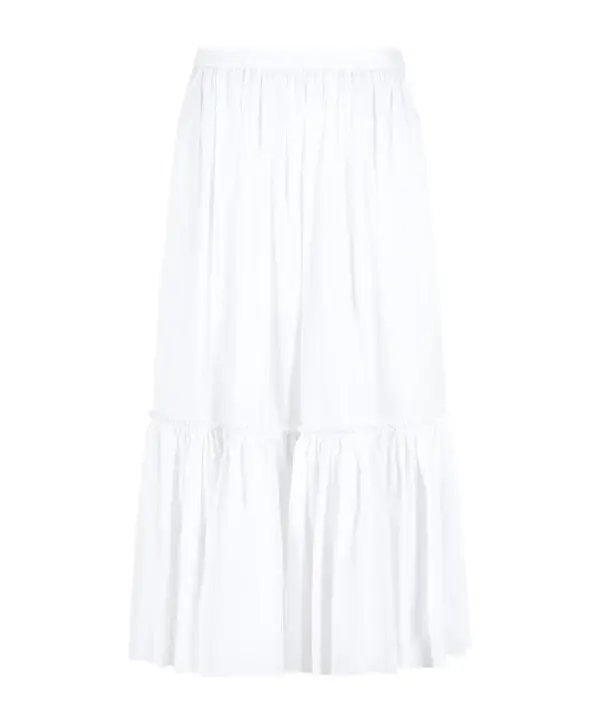 JIL SANDER Pleated Poplin Skirt - White