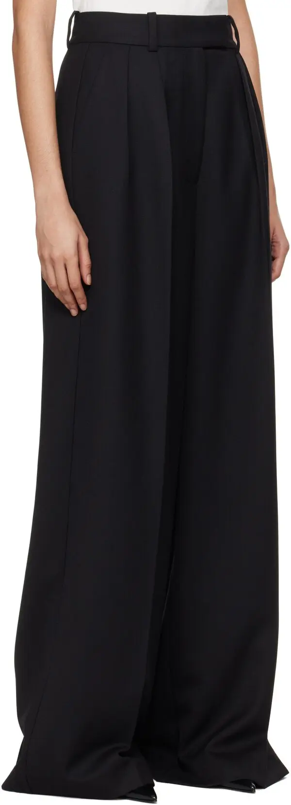 ANINE BING Lou Pleated Wide-leg Trousers - Black