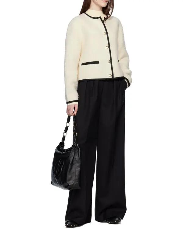 ANINE BING Lou Pleated Wide-leg Trousers - Black