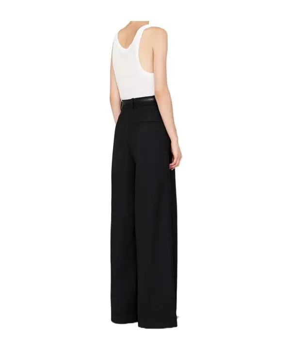 ANINE BING Lou Pleated Wide-leg Trousers - Black