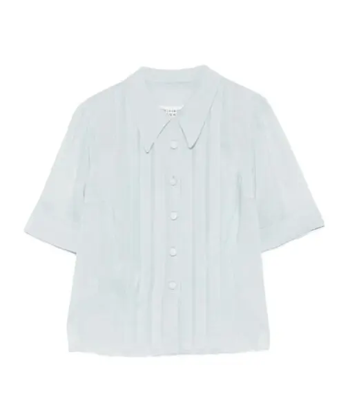 MAISON MARGIELA Sheer Pleated Button-up Top - Blue