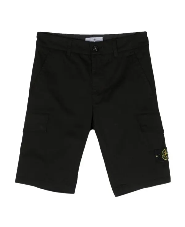 Stone Island Logo Patch Cargo Shorts - Black