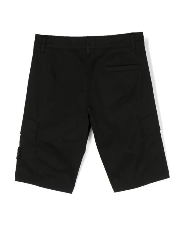 Stone Island Logo Patch Cargo Shorts - Black