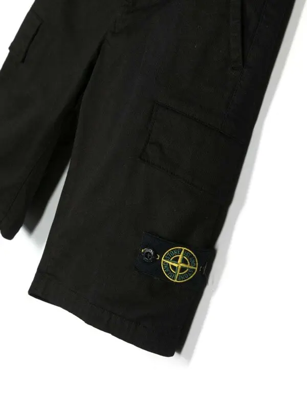 Stone Island Logo Patch Cargo Shorts - Black