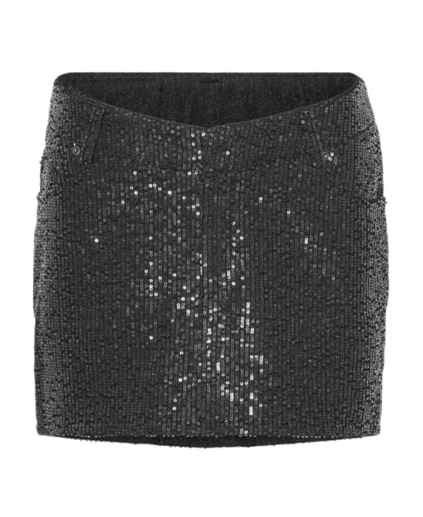 ROTATE BY BIRGER CHRISTENSEN Twill Sequin Embellished Mini Skirt - Black