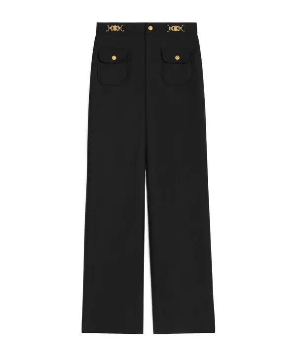 Celine Mohair Wool Pants With Triomphe Buttons - Black