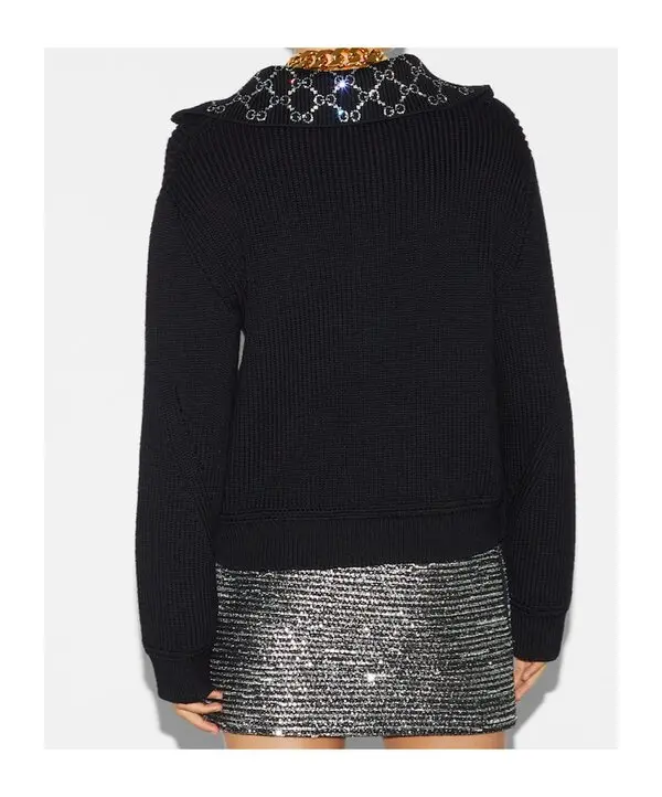 Gucci Gg Embroidered Chunky Knit Top