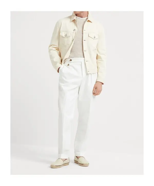 Brunello Cucinelli Tailored Trousers With Double Pleats And Side Buckles - White