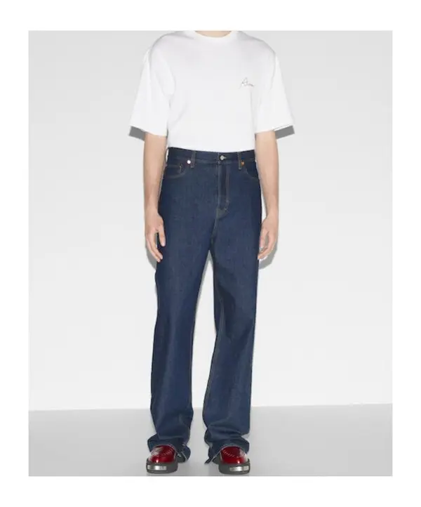 Gucci Baggy Straight-leg Jeans With Slit Hem - Dark Blue