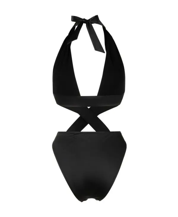 Versace Logo Detailed Cut-out Halterneck Swimsuit