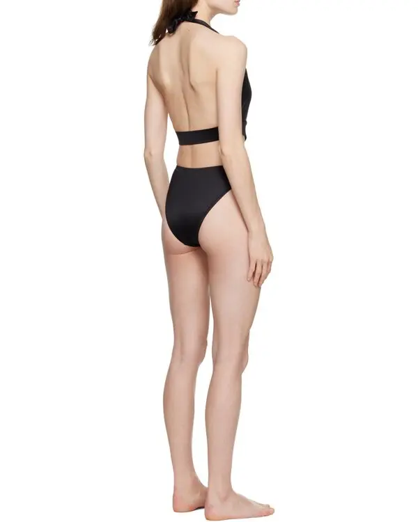 Versace Logo Detailed Cut-out Halterneck Swimsuit