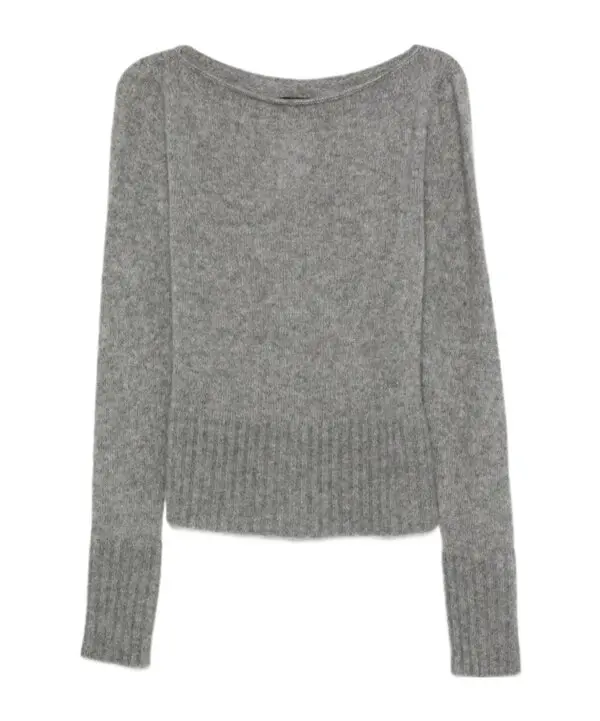 TOM FORD Long Sleeve Boat Neck Knit Jumper - Grey