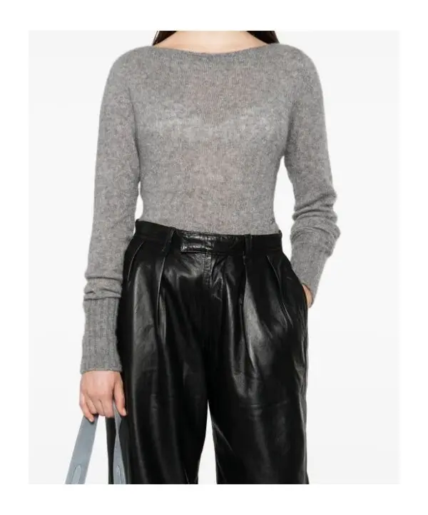 TOM FORD Long Sleeve Boat Neck Knit Jumper - Grey